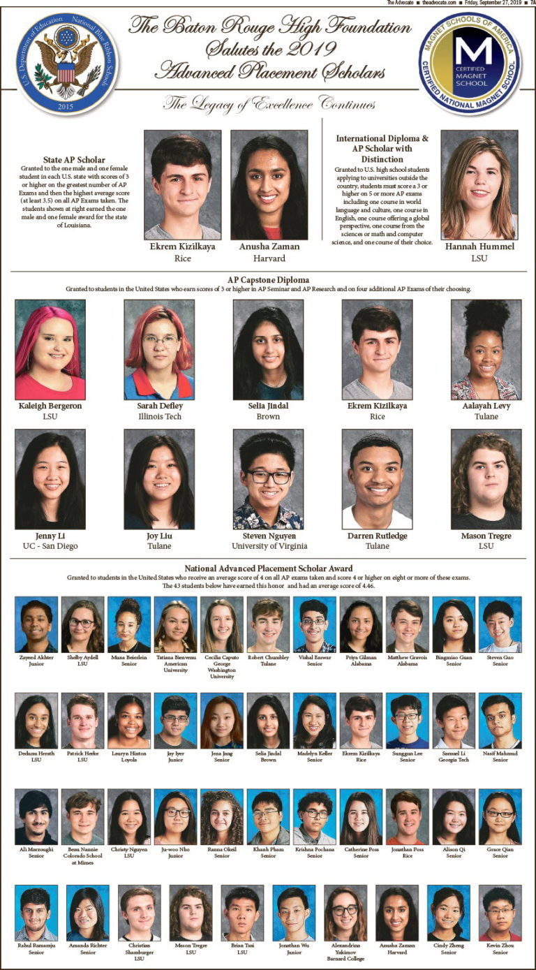 2020 National Merit Semifinalists and 2019 AP Scholars! - Baton Rouge ...
